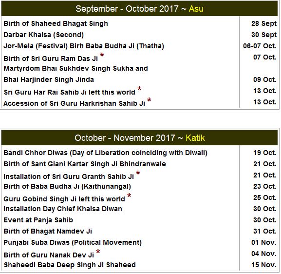 Sikh Gurpurab Calendar 2020-2021 ~ Samat 552 | SikhNet